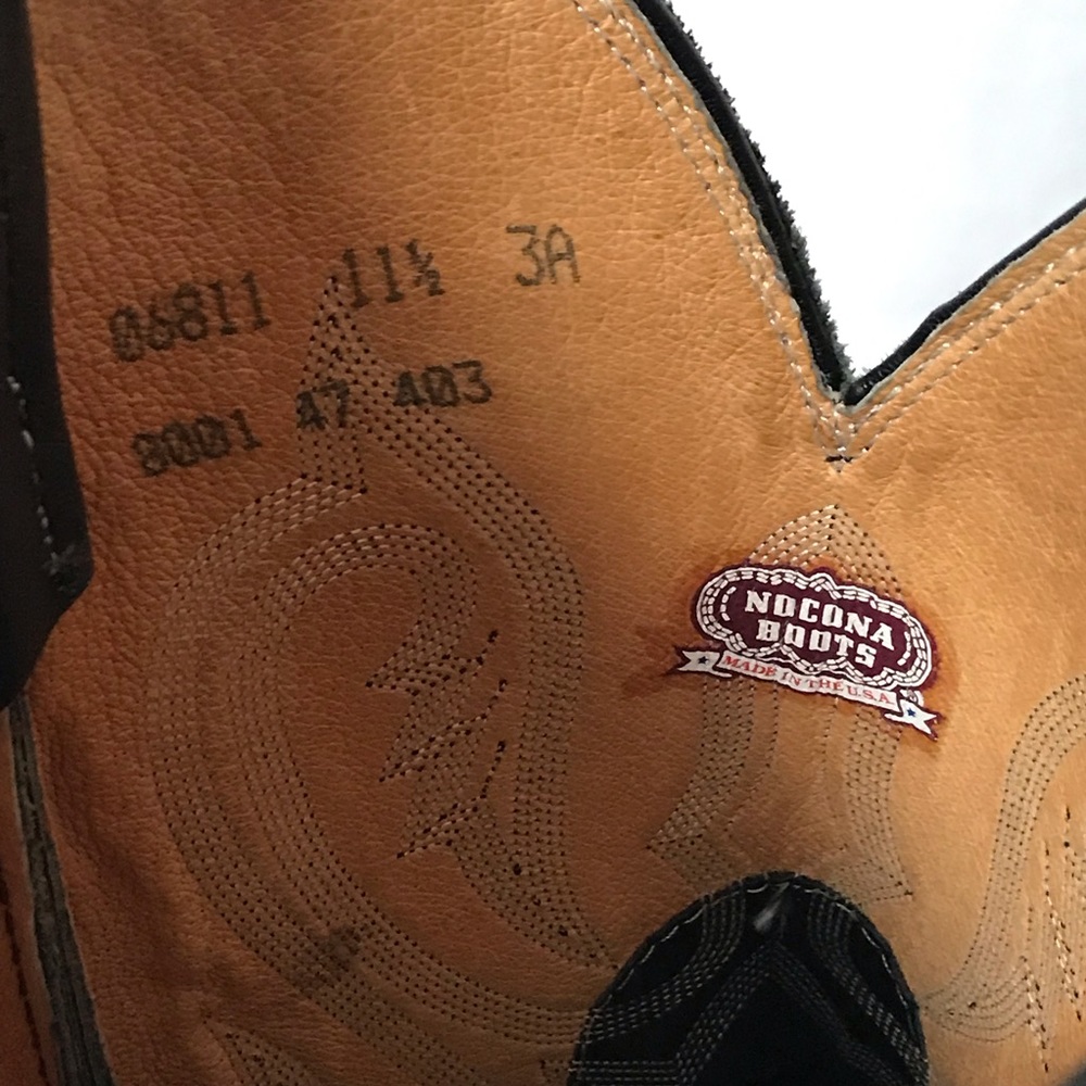 Nocona 11.5 3a Black Leather Cowboy Boots - Gem
